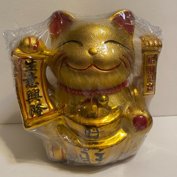 Art | Feng Shui Gold Lucky Money Cat Maneki Neko Yakushi Kiln Mino ...